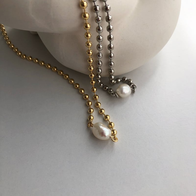 137N dotチェーン淡水パールネックレス | seasukii 137N dotチェーン淡水パールネックレス | seasukii