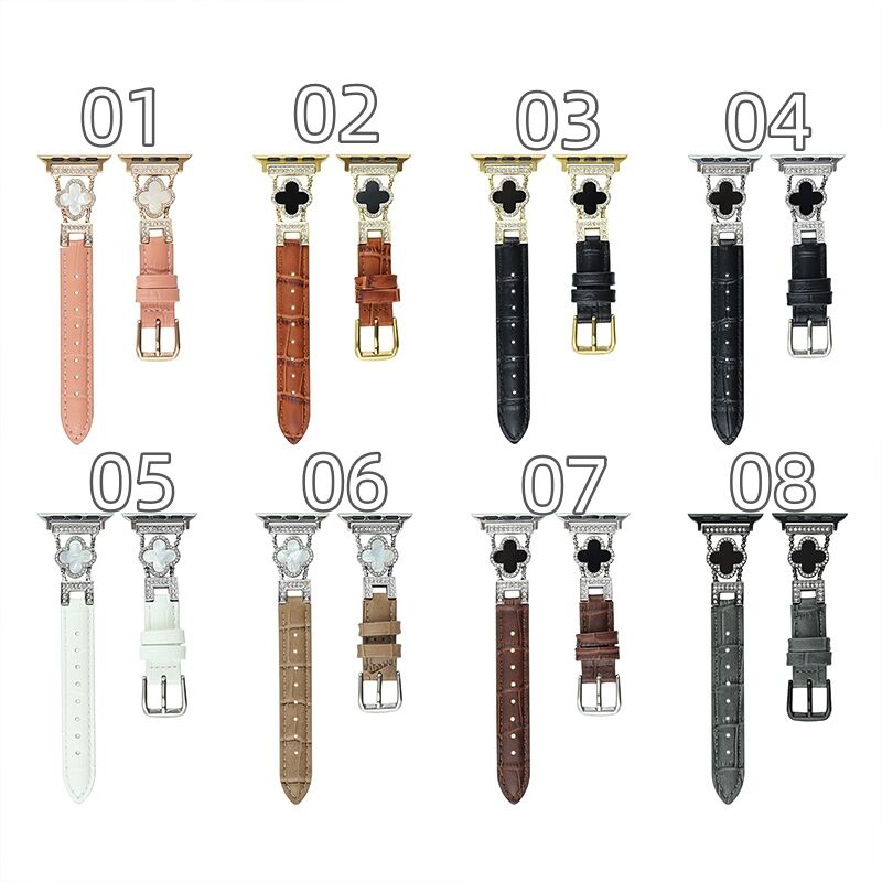 N467】四つ葉クローバー apple watch バンド 革 ブレスレット N467】四つ葉クローバー apple watch バンド 革 ブレスレット