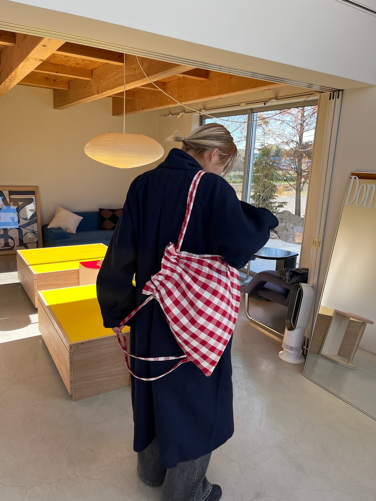 gingham knapsack / red | onedayapartmentjapan.