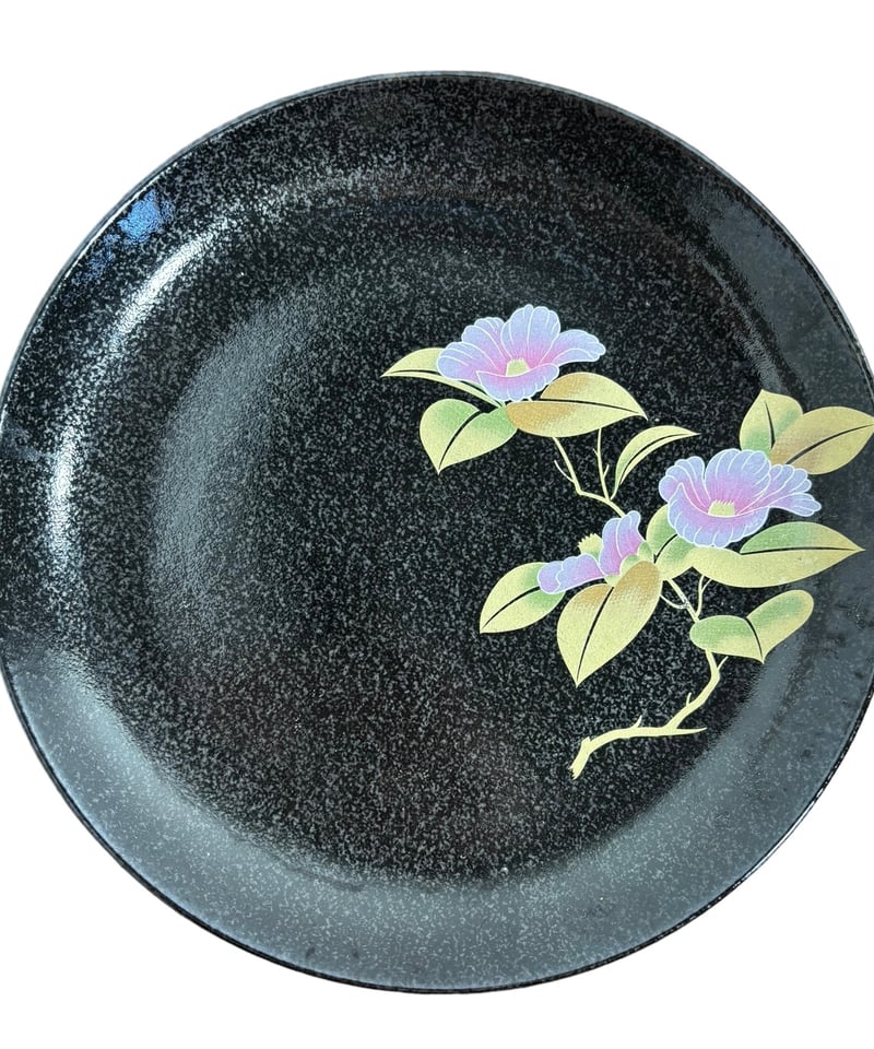 2客セット】水陶 花柄 平皿 ブラック 丸皿 陶器 洋食器 和食器 2客セット】水陶 花柄 平皿 ブラック 丸皿 陶器 洋食器 和食器