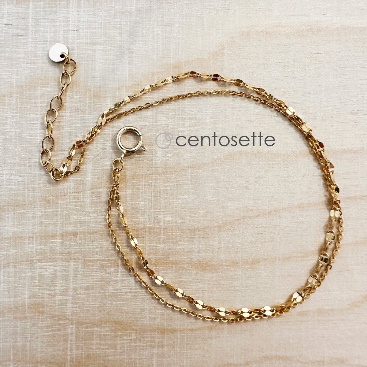 14KGFペタルチェーン2連ブレスレット/チェーン延長可 | centosette