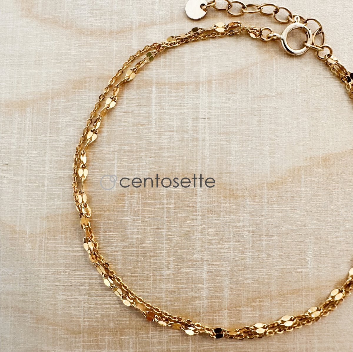 14KGFペタルチェーン2連ブレスレット/チェーン延長可 | centosette
