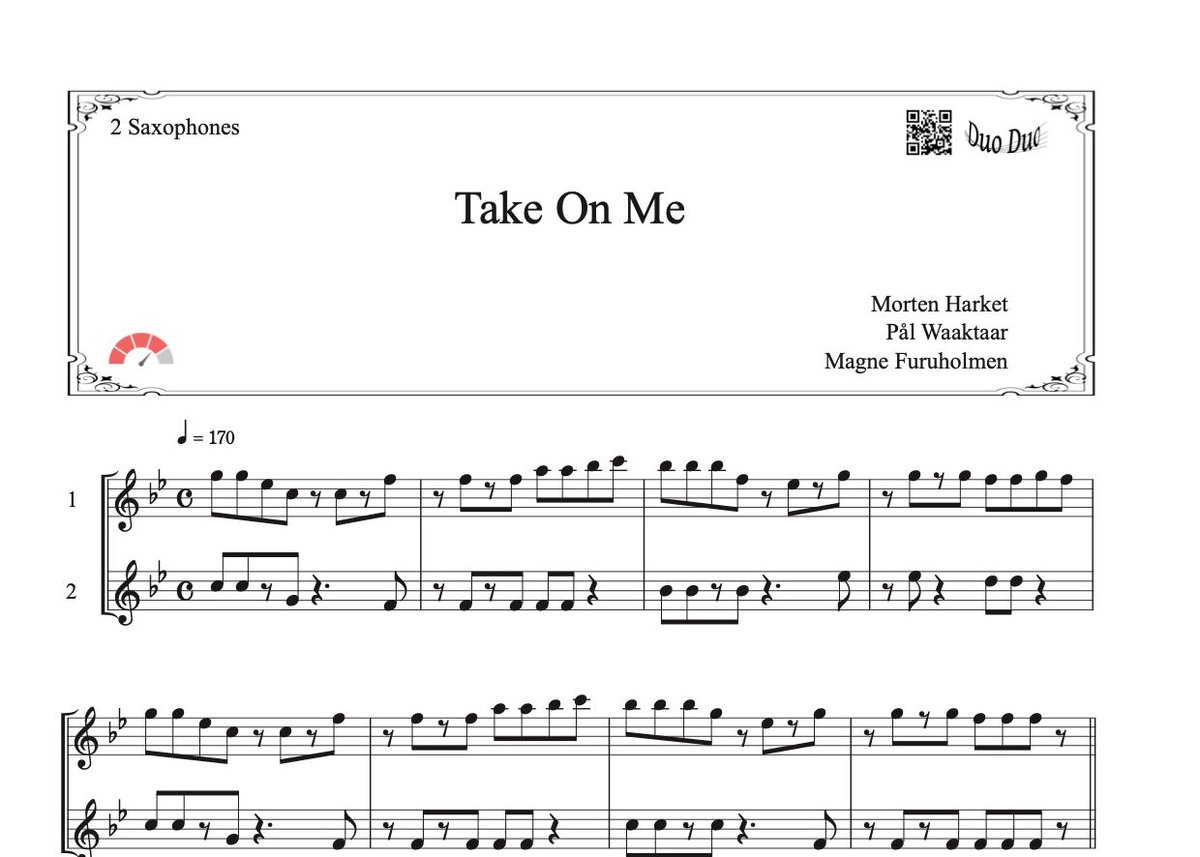 「Take On Me」アルトサックス二重奏[MM4]【wakopアレンジ】 | DuoDuo...
