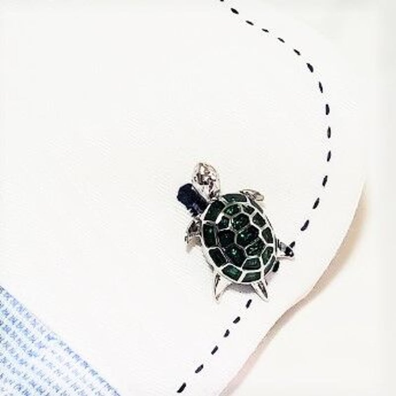 亀のカフスボタン】亀のカフスボタン(シルバーxEグリーン 亀のカフスボタン】亀のカフスボタン(シルバーxEグリーン