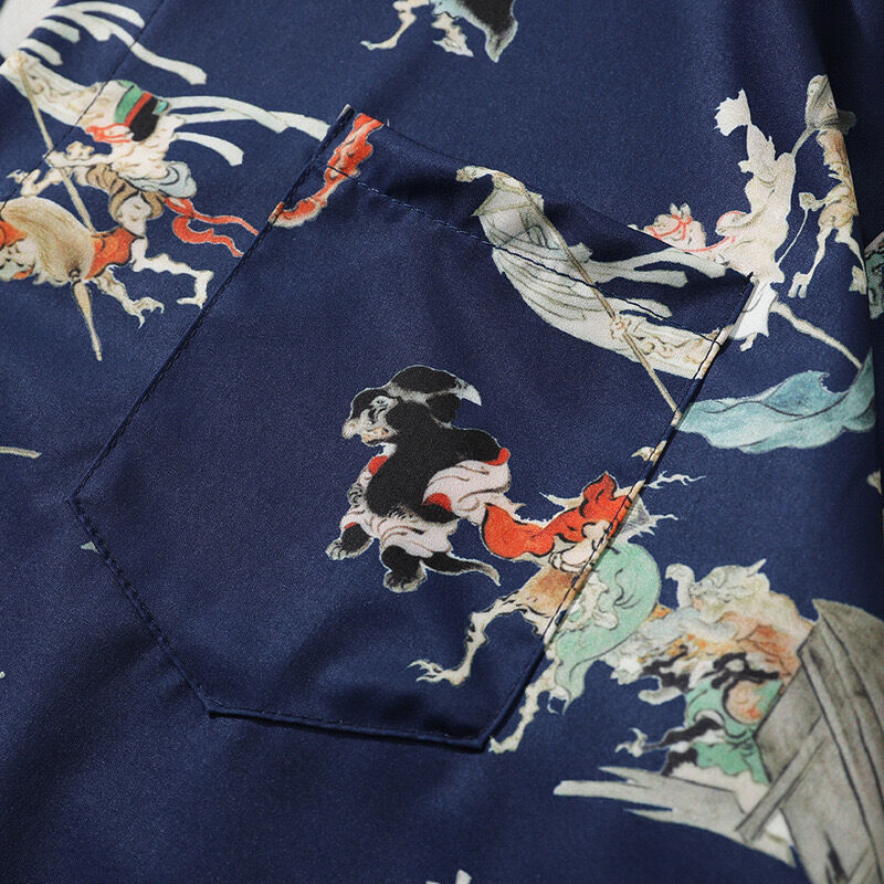 アロハシャツ 百鬼夜行 妖怪 鬼 餓鬼 半袖シャツ 柄シャツ 総柄 アロハシャツ 百鬼夜行 妖怪 鬼 餓鬼 半袖シャツ 柄シャツ 総柄