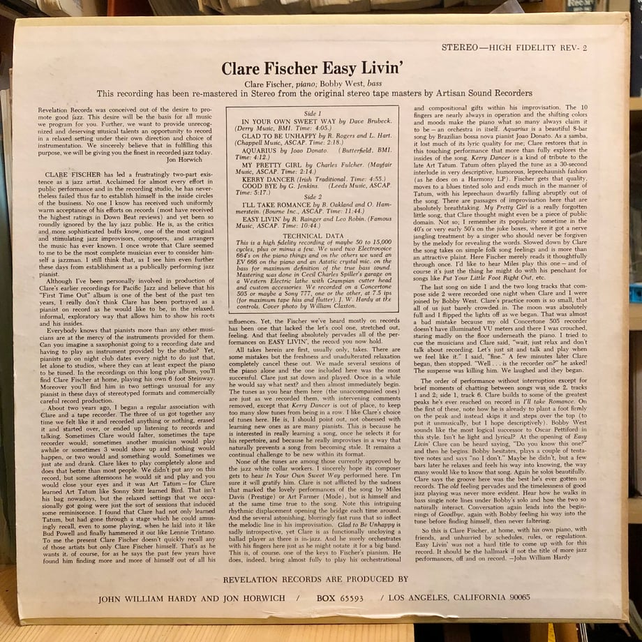 Clare Fischer / EASY LIVIN’ | FUN FUN FUN RECORD