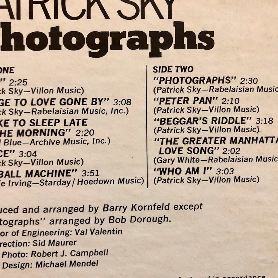 Patrick Sky / PHOTOGRAPHS | FUN FUN FUN RECORD