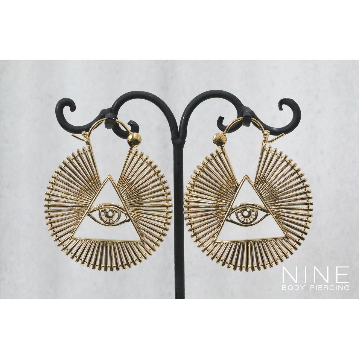 All Seeing Eye Hoop (Yellow Gold/Small) | NINE ...