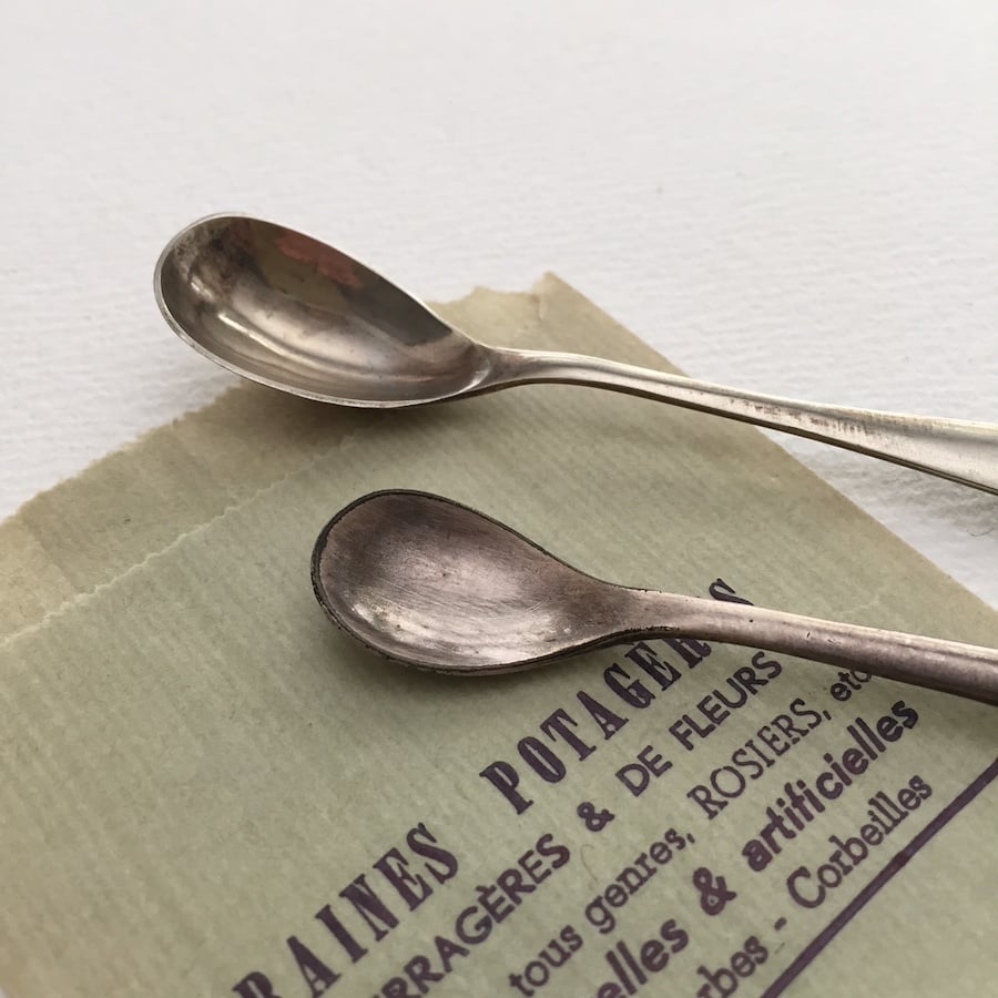 mini spoon アンティークシルバープレートマスタードスプーン | cocon
