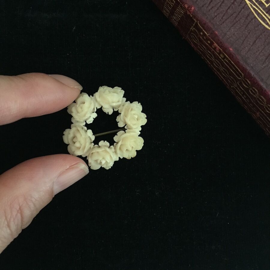 brooch アンティークボーン薔薇バラブローチ ローズ イギリス | cocon