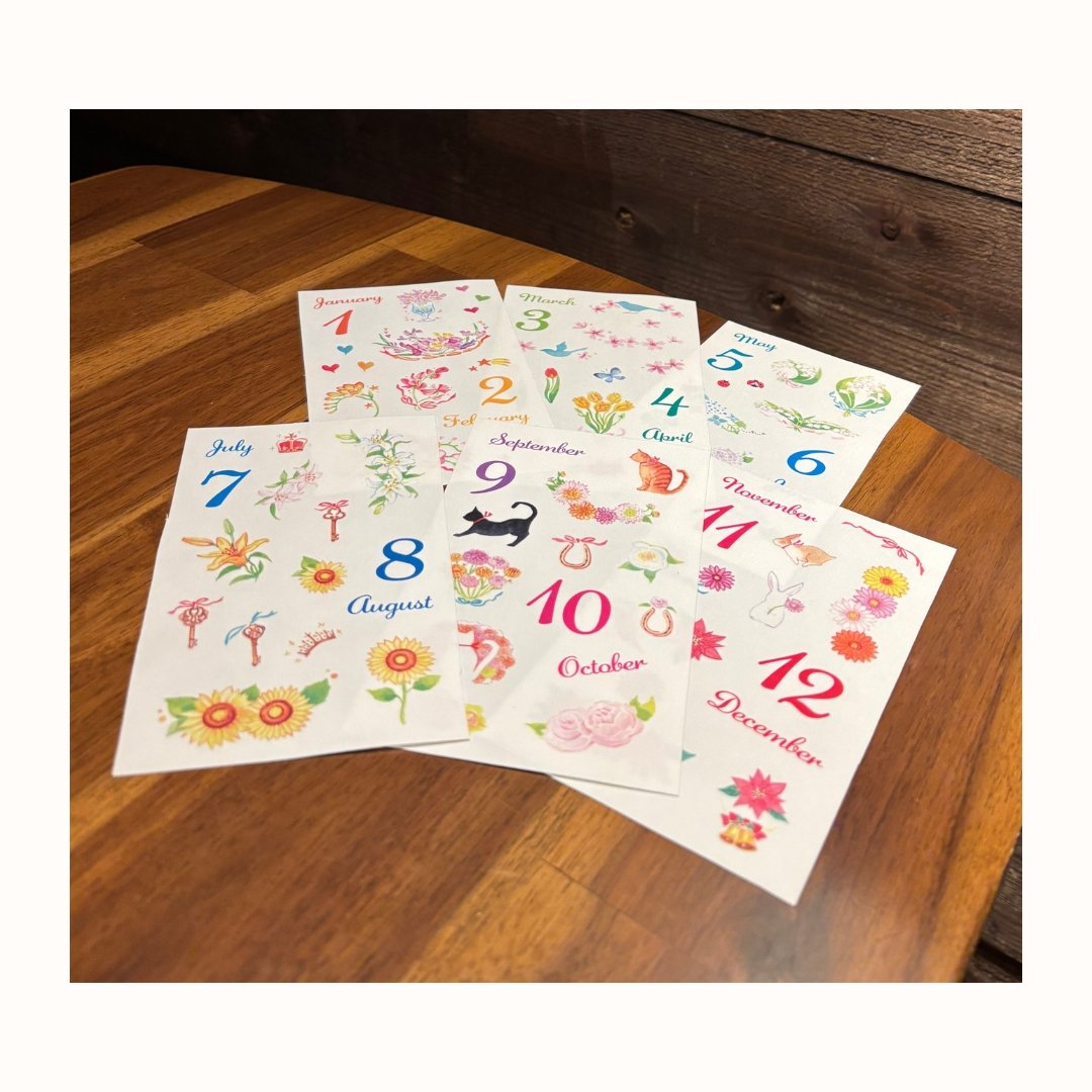24Diaryオリジナル日付シール[2026年 ver.] "幸運を呼ぶ"季節のお花シリーズ ...