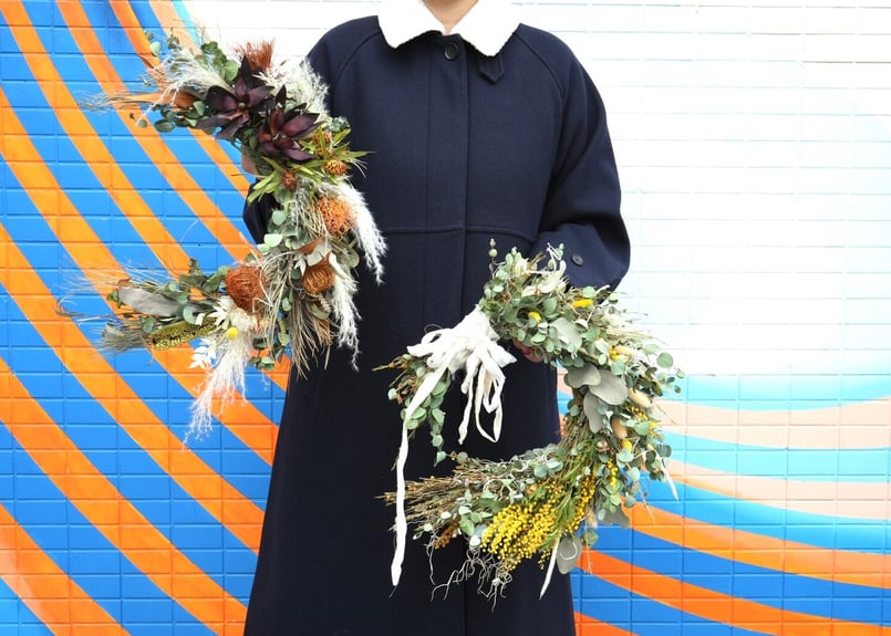 ミモザ 三日月リース | mio Dry Flower Shop ミモザ 三日月リース | mio Dry Flower Shop
