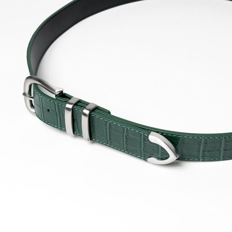 STUSSY / GATOR LEATHER DRESS BELT / GREEN | Sop STUSSY / GATOR LEATHER DRESS BELT / GREEN | Sop