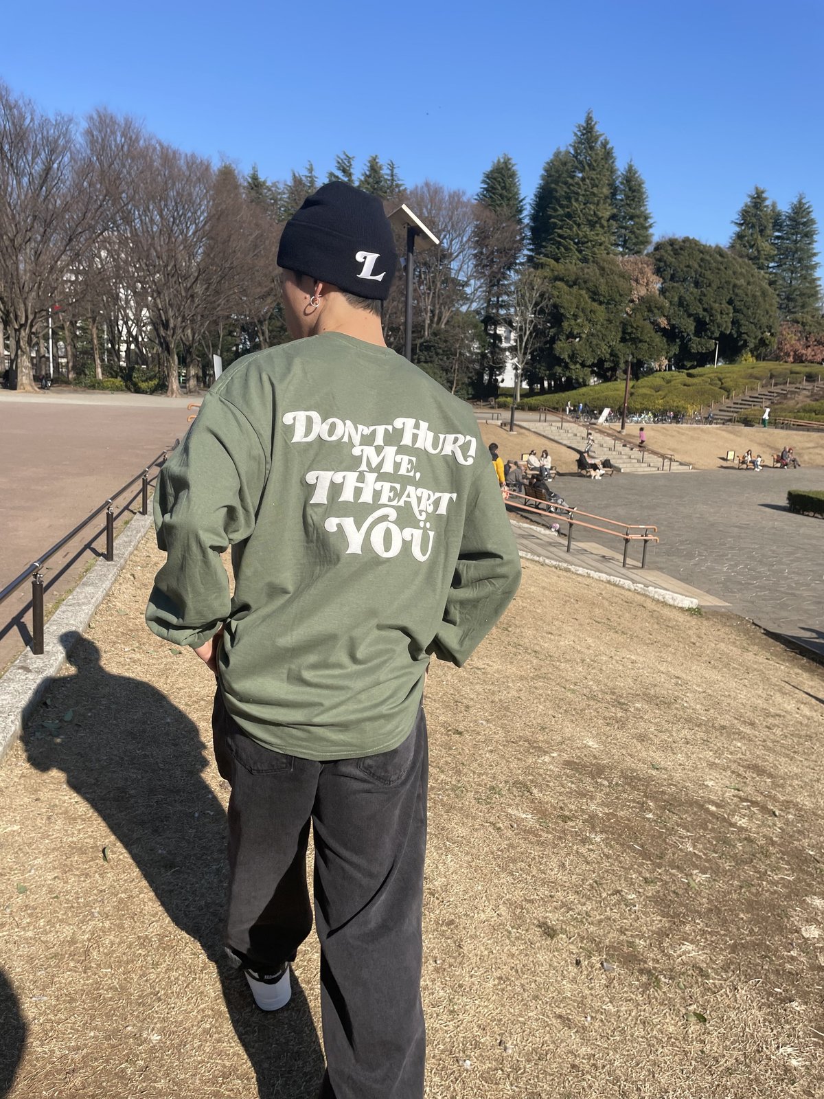 LBB PUFF LOGO L/S TEE (MILITARY GREEN x WHITE)