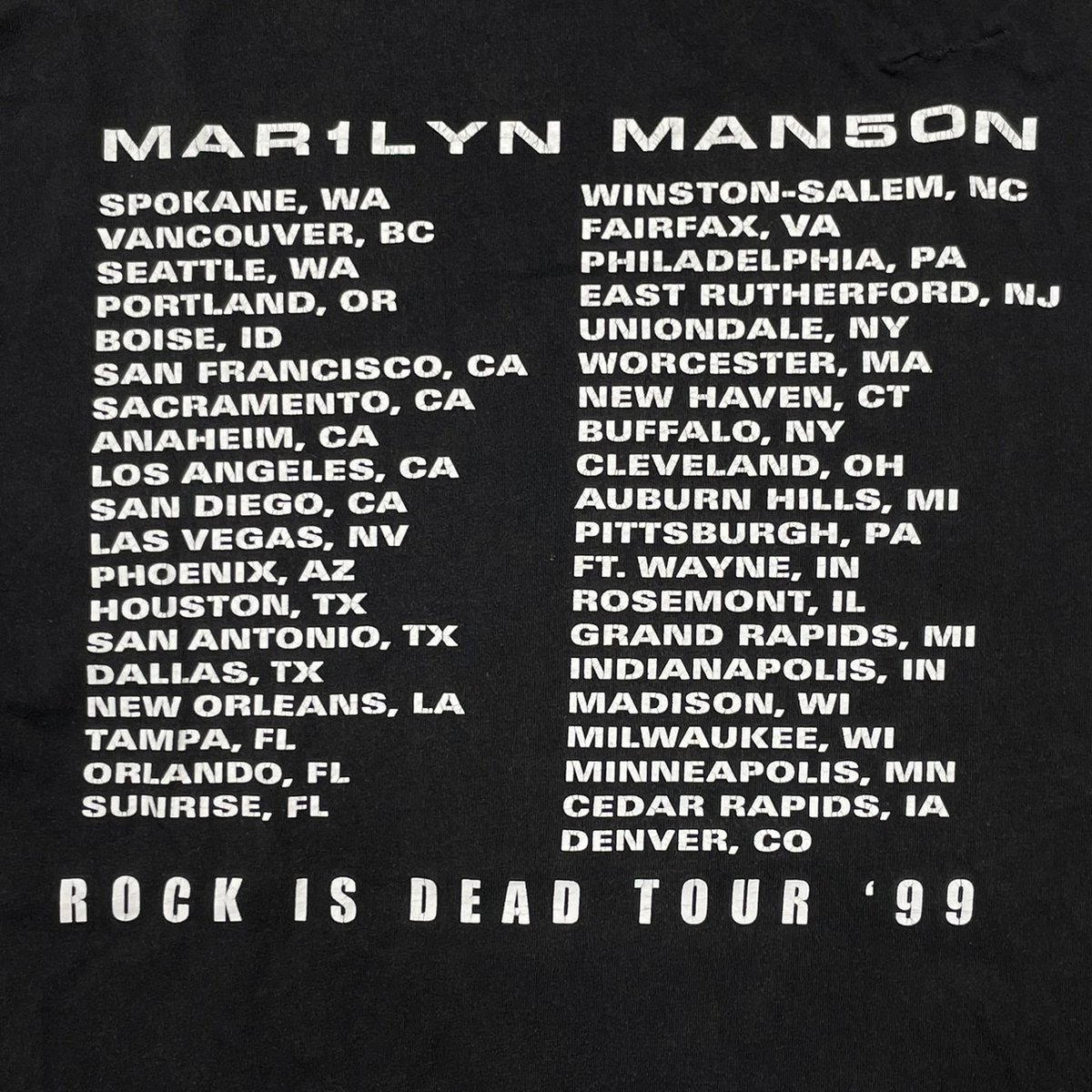 MARILYN MANSON ROCK IS DEAD TOUR '99 FITS XL 2...