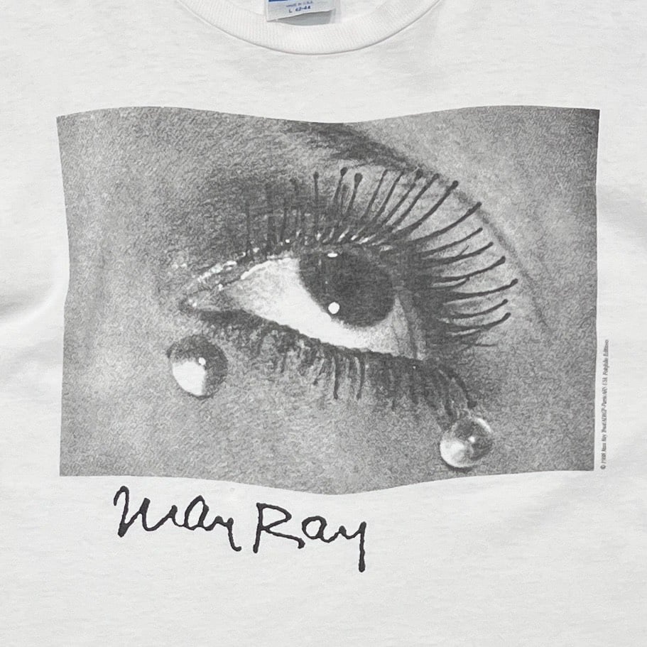 MAN RAY GLASS TEARS WHITE HANES LARGE 2451 | gr...