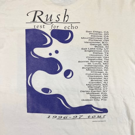 RUSH 1996-1997 TEST FOR ECHO TOUR WHITE HANES X...