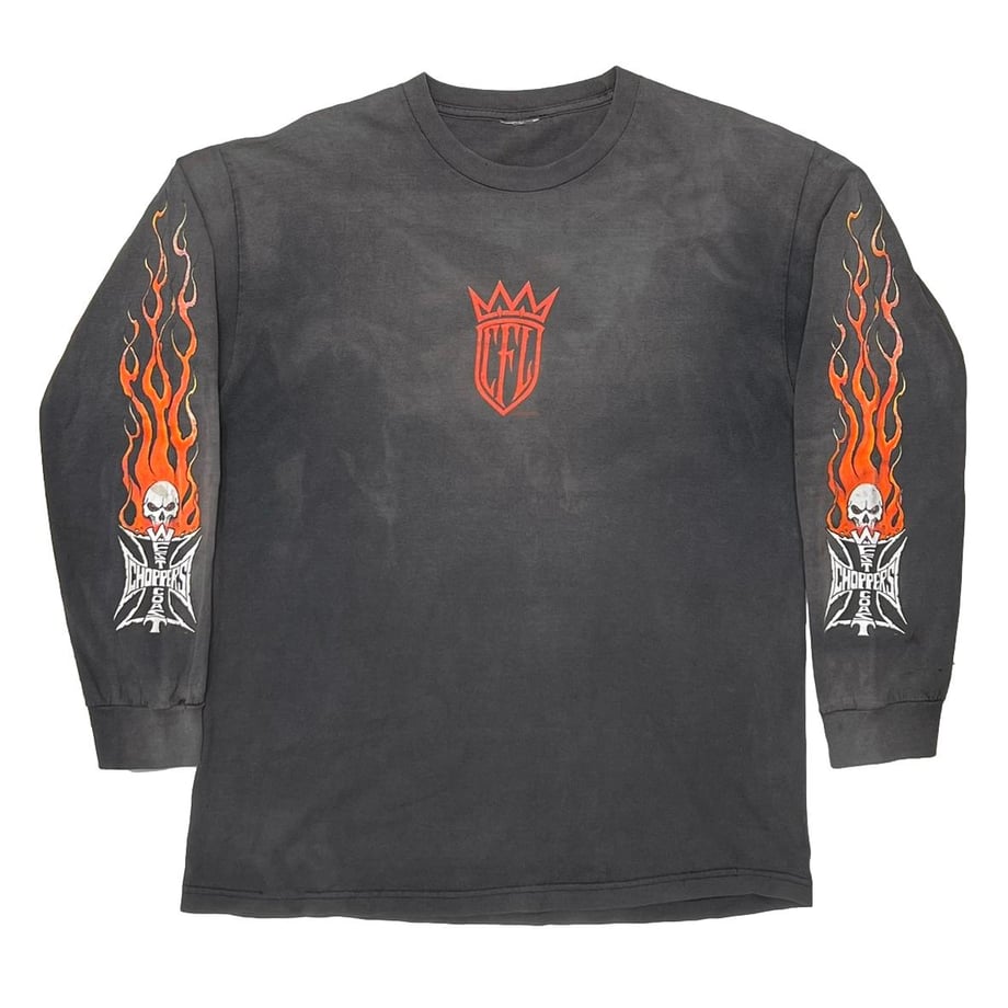 WEST COAST CHOPPERS RED FLAME SKULL IRON CROSS ...