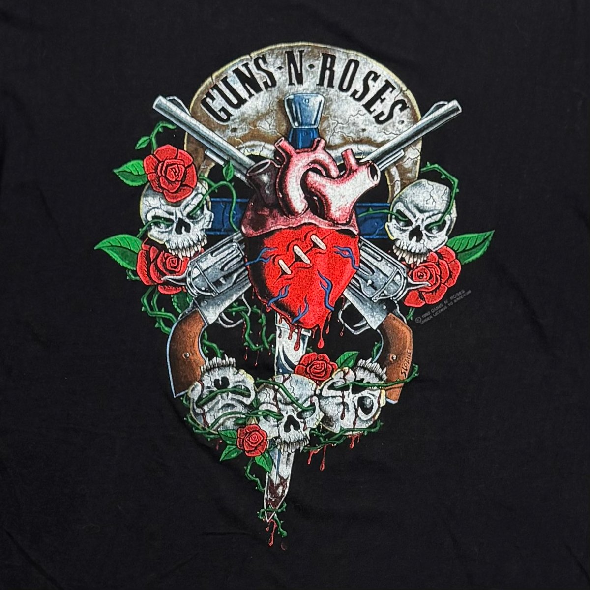 GUNS N' ROSES 1990 SKULL HEART EURO FITS XL 029...