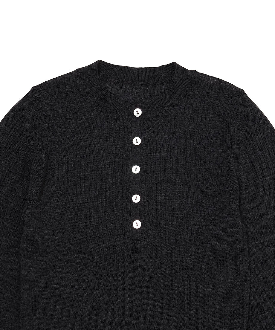 sheer wool henley neck KNIT | NKNIT sheer wool henley neck KNIT | NKNIT