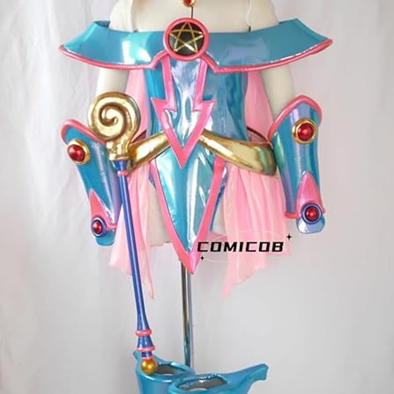 ブラックマジシャンガール コスプレ衣装+杖 フルセット/靴と ブラックマジシャンガール コスプレ衣装+杖 フルセット/靴と