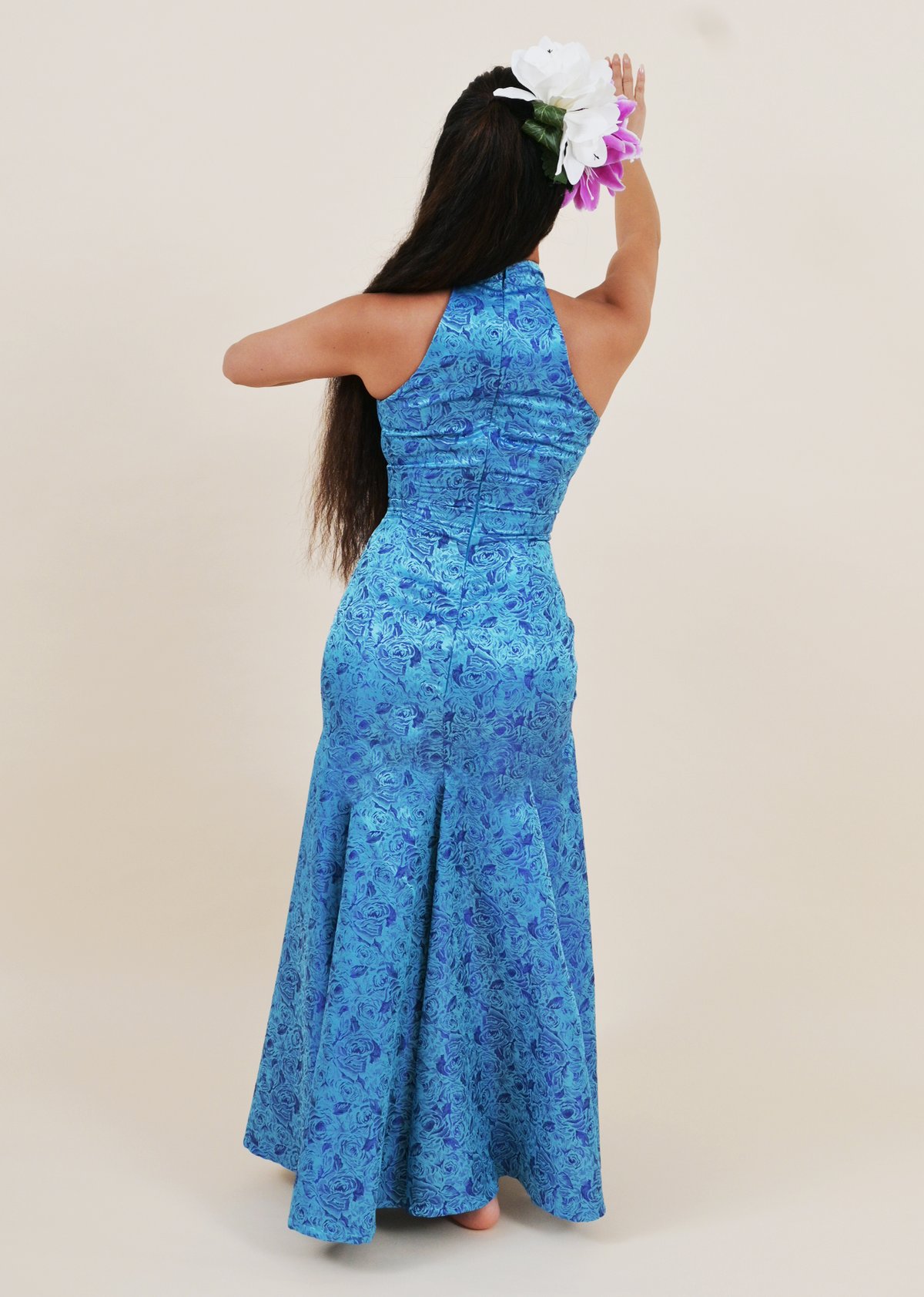 【DR061】バラ柄シャンブレージャガードシャンタン/マーメイドドレス | I MUA