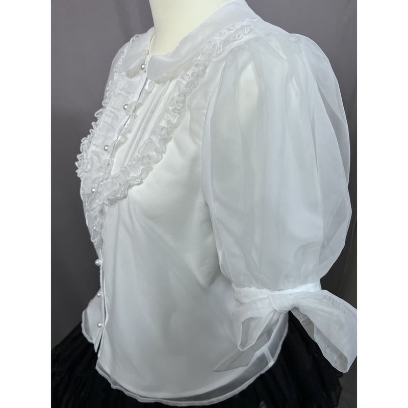 YK-2 袖リボン付きブラウス 白 | kuroobi.STORE YK-2 袖リボン付きブラウス 白 | kuroobi.STORE