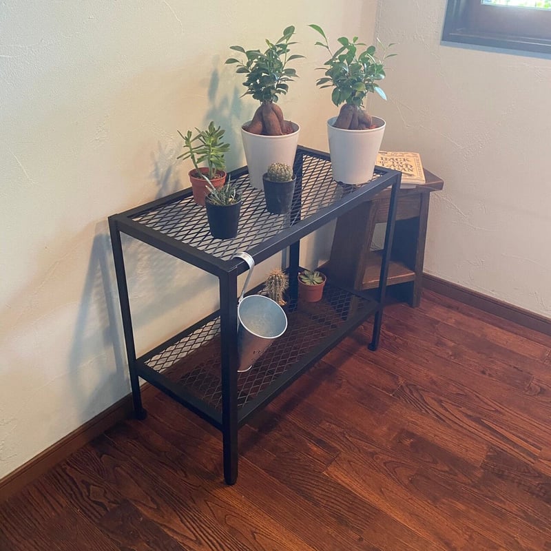 ボタニカルシェルフNO.5 植物棚 アイアン家具 金網棚 2段 ボタニカルシェルフNO.5 植物棚 アイアン家具 金網棚 2段