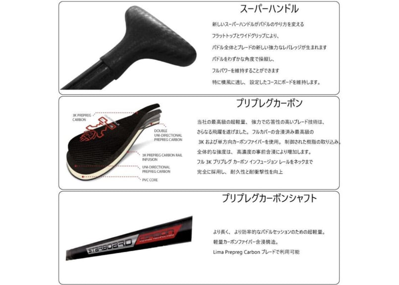 スターボード LIMA プリプレグカーボンパドル 1ピース スターボード LIMA プリプレグカーボンパドル 1ピース