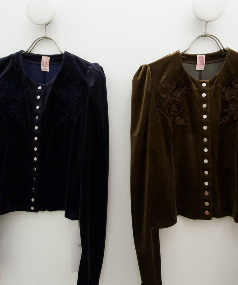 FETICO / Rose-Embroidered Velour Cardigan | JUR FETICO / Rose-Embroidered Velour Cardigan | JUR
