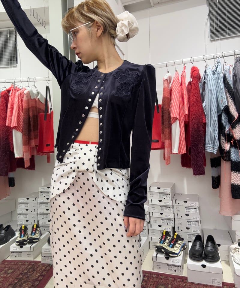 FETICO / Rose-Embroidered Velour Cardigan | JUR FETICO / Rose-Embroidered Velour Cardigan | JUR