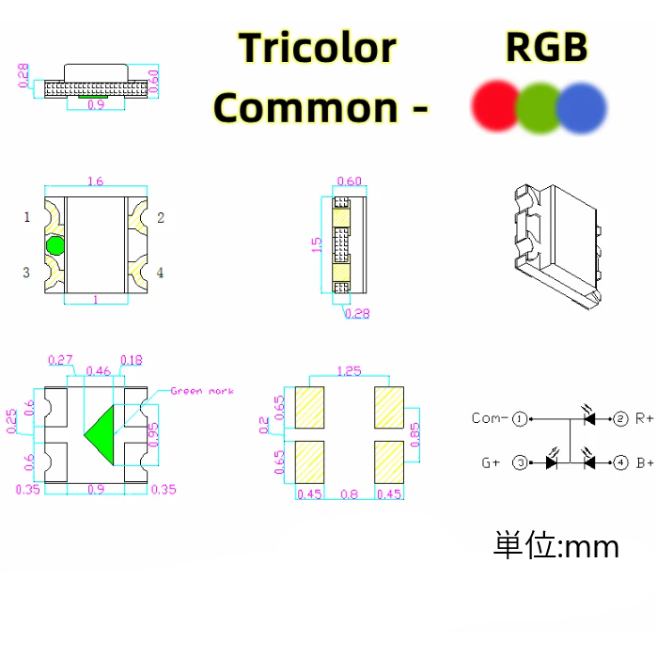 RGBチップLED (1615) | 電子工作ステーション