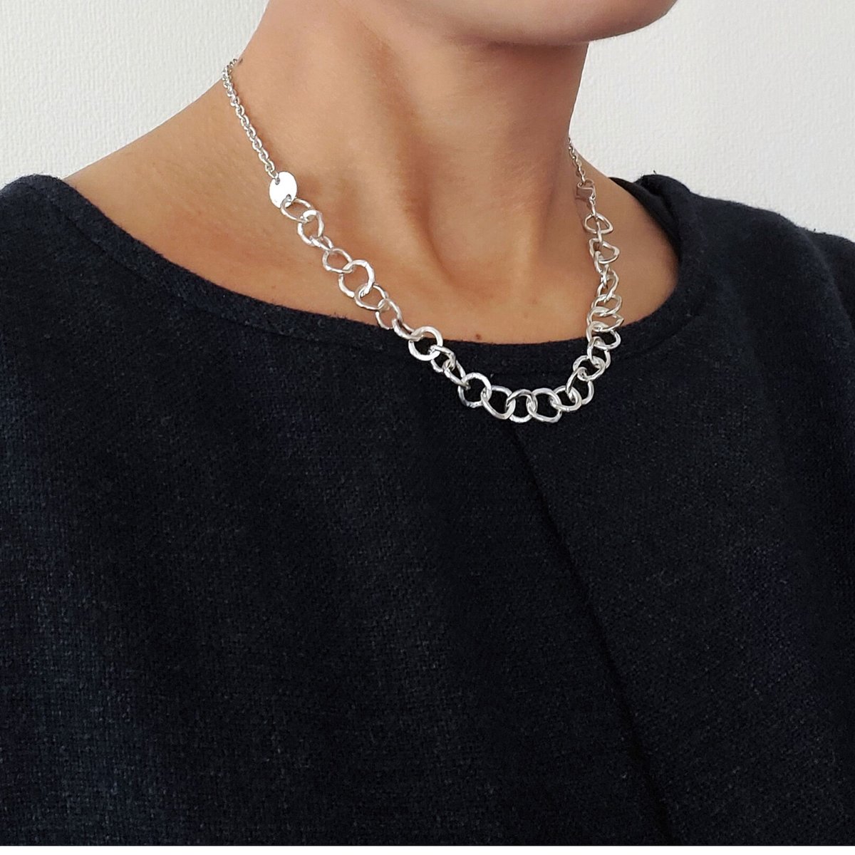 Silver two types chain necklace | MEQUIN online...