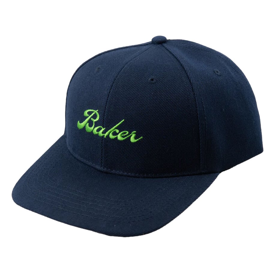 BAKER CURSIVE SNAPBACK NAVY | FLAME STORE