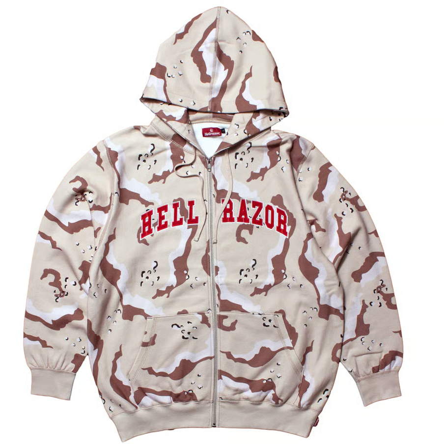 HELLRAZOR ARCH LOGO FULL ZIP HOODIE - DESERT CA...