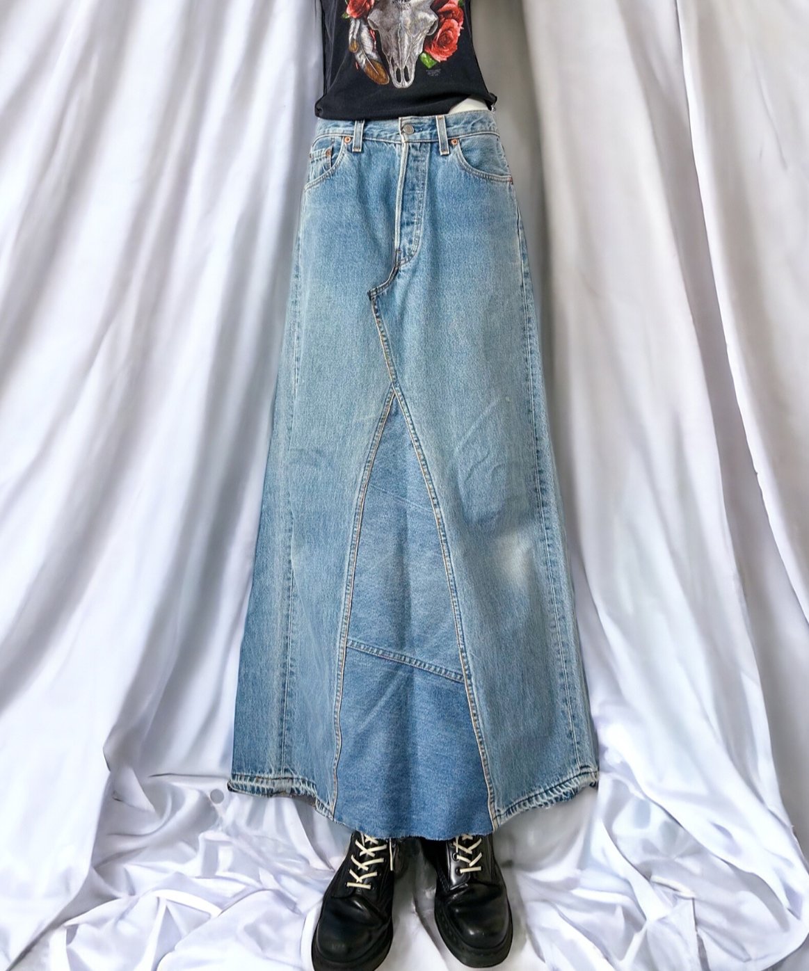 2406302 Vintage Levi's 501 USA 90s リメイクデニムロングスカ 2406302 Vintage Levi's 501 USA 90s リメイクデニムロングスカ