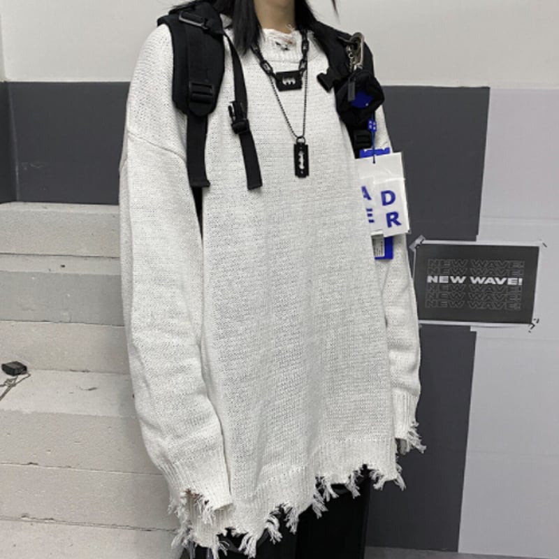レディース トップス セーター ニット ダメージ加工 ユニ レディース トップス セーター ニット ダメージ加工 ユニ