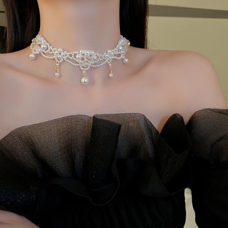 レディース 飾り ネックレス アクセサリー チョーカー 真珠 レディース 飾り ネックレス アクセサリー チョーカー 真珠