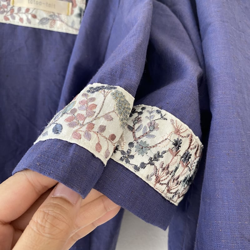 館林紬と印刺繍♡】TUMUGI× -indian embroidered ribbon -S 館林紬と印刺繍♡】TUMUGI× -indian embroidered ribbon -S