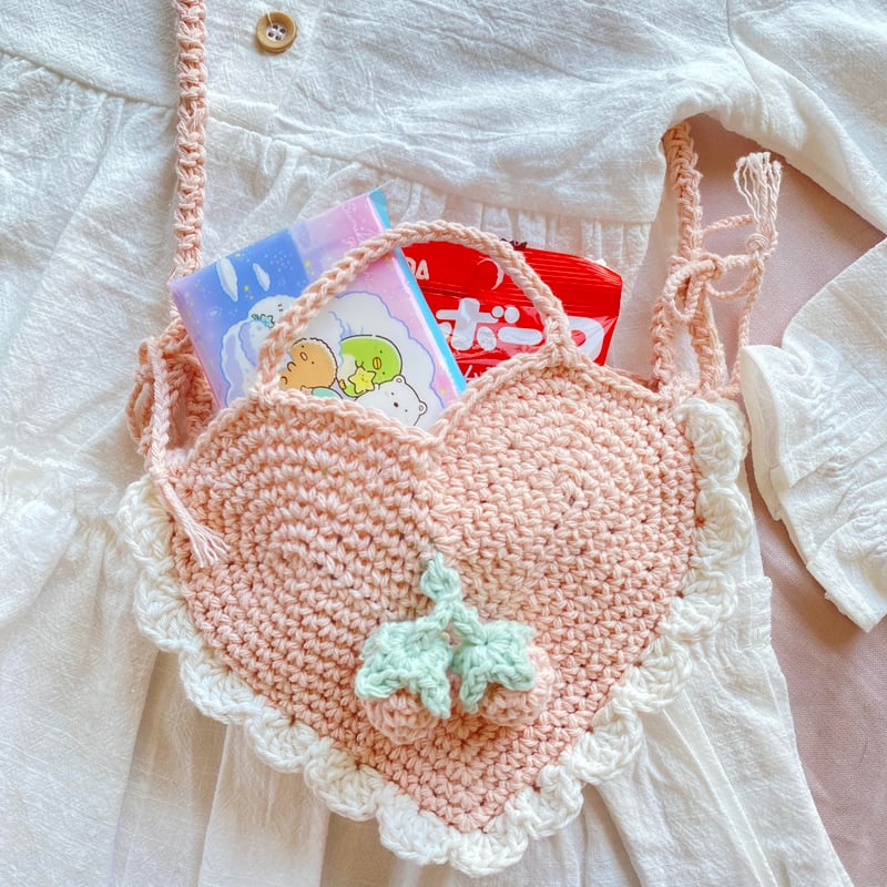 ハート型いちごポシェット(ピンク) | Yana mon atelier ハート型いちごポシェット(ピンク) | Yana mon atelier