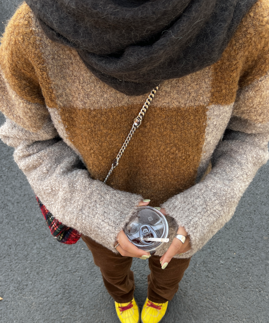 block check knit top / 2color hm1113 | Her Me