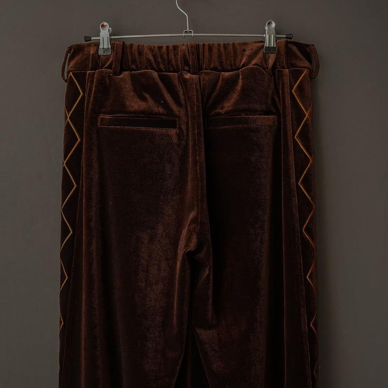 EMBROIDERY VELOUR WIDE PANTS【BROWN】 | SHIKITARI EMBROIDERY VELOUR WIDE PANTS【BROWN】 | SHIKITARI