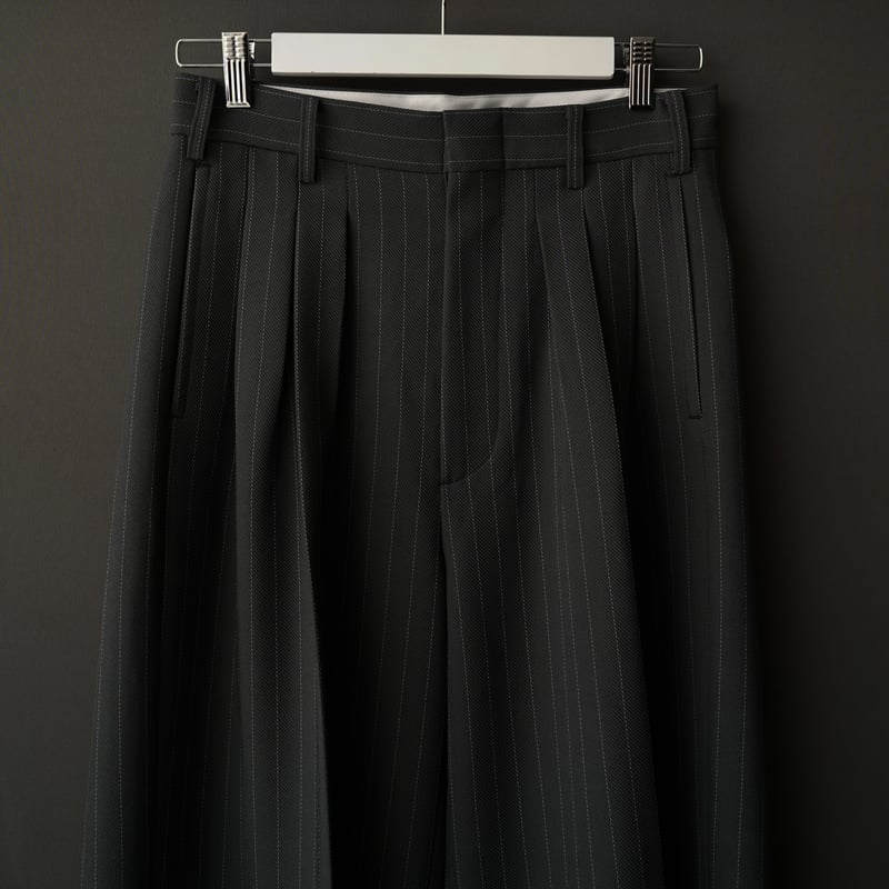 MIX TUCK DESIGN WIDE STRIPE SLACKS【GRAY】 | SHIK MIX TUCK DESIGN WIDE STRIPE SLACKS【GRAY】 | SHIK