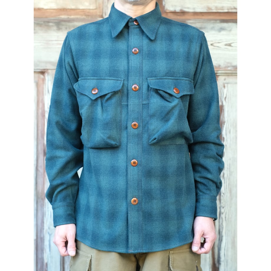”HIGHBALLER” LOGGER SHIRT (GRAY GREEN x PINE GR...