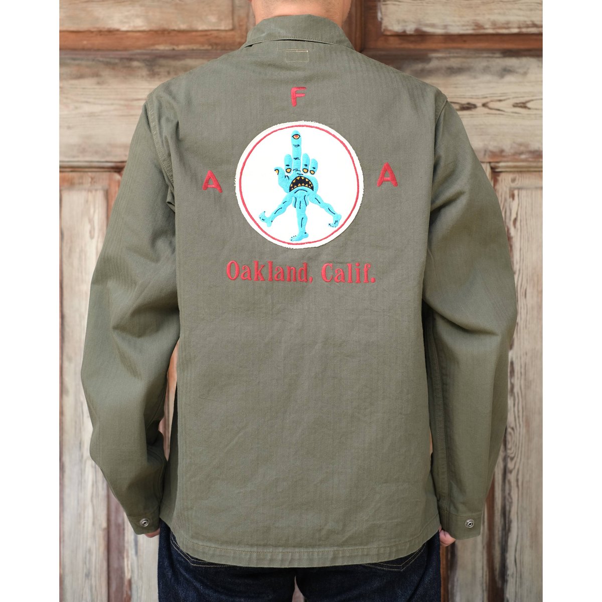 “A F A” GRUNTS JACKET (YARN-DYED OLIVE) | DESOL...
