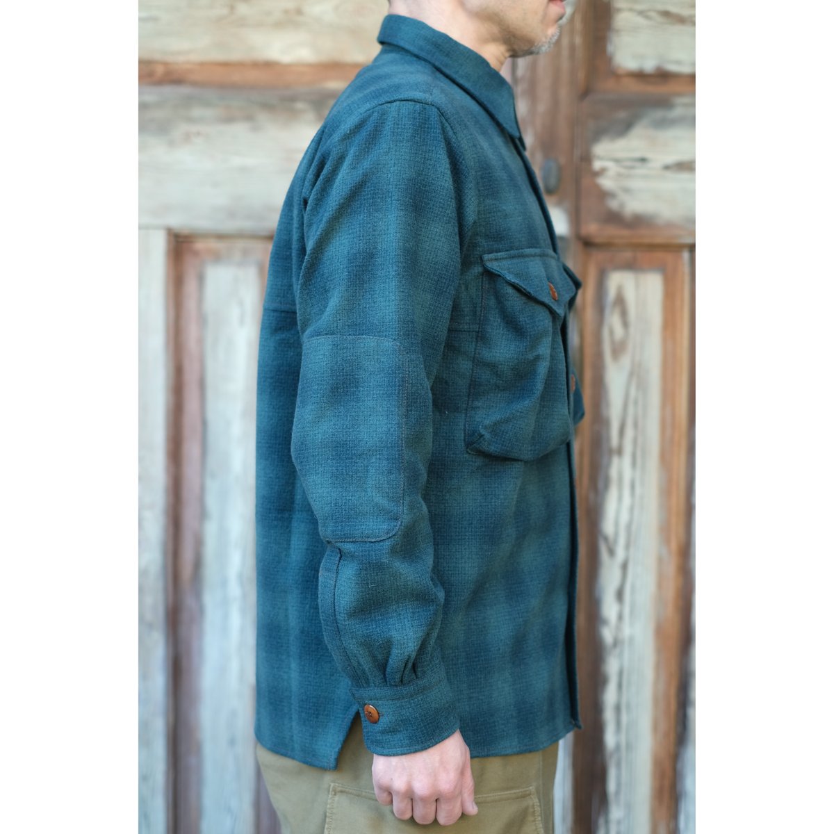 ”HIGHBALLER” LOGGER SHIRT (GRAY GREEN x PINE GR...