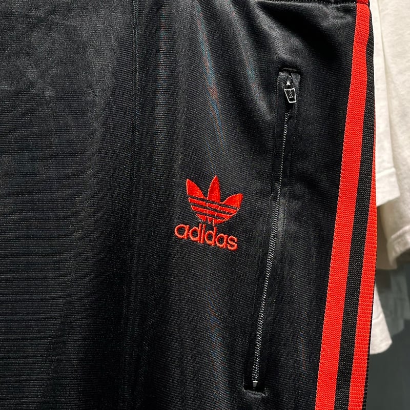 ADIDAS 80 90S THREE LINE TRACK PANT BLACK RED f