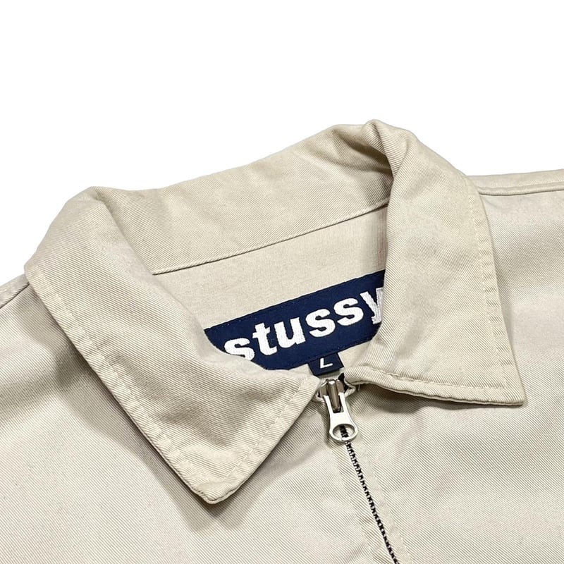 STUSSY 90s COTTON CHINO ZIP JACKET BEIGE LARGE STUSSY 90s COTTON CHINO ZIP JACKET BEIGE LARGE