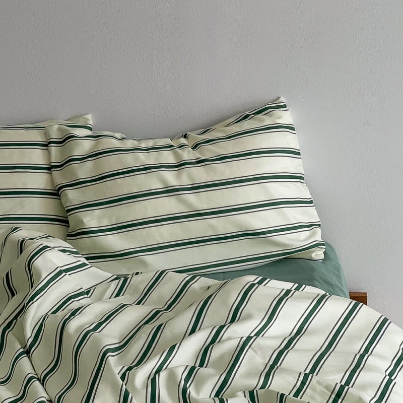 beddingsets-03003 cream×green シックシンストライプ 布団 beddingsets-03003 cream×green シックシンストライプ 布団