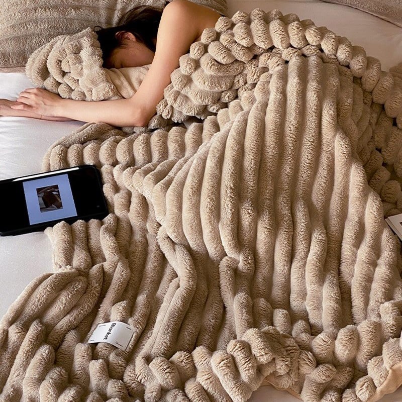 blanket-03041 Blanket ストライプ ラビットファーブランケット blanket-03041 Blanket ストライプ ラビットファーブランケット